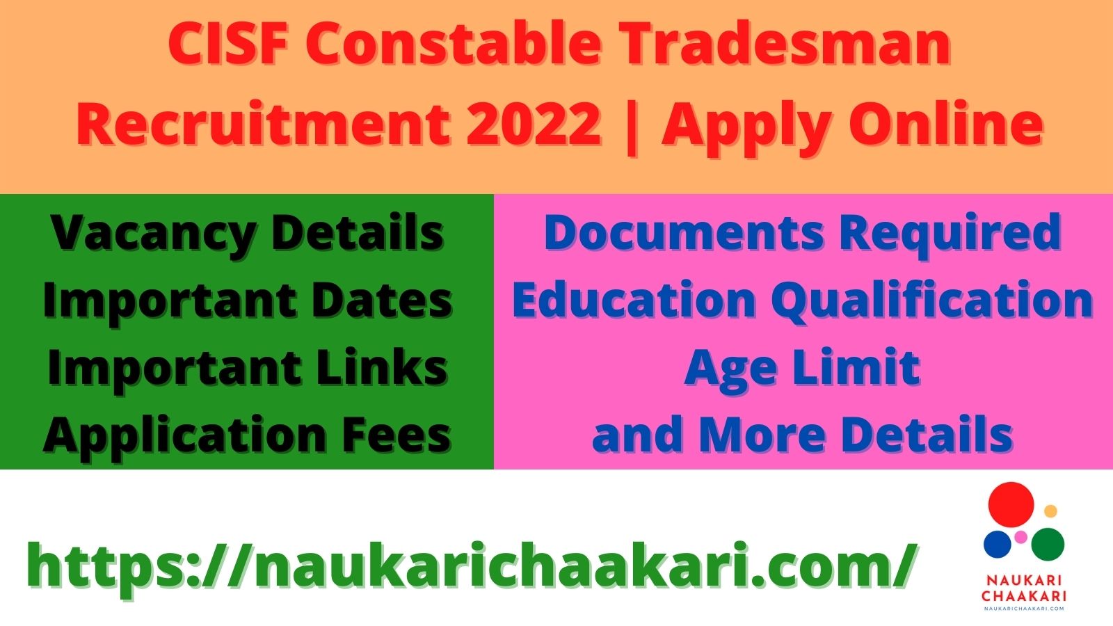 CISF Constable Tradesman Recruitment 2022 Naukari Chaakari CISF Constable Tradesman Recruitment 2022 Naukari Chaakari
